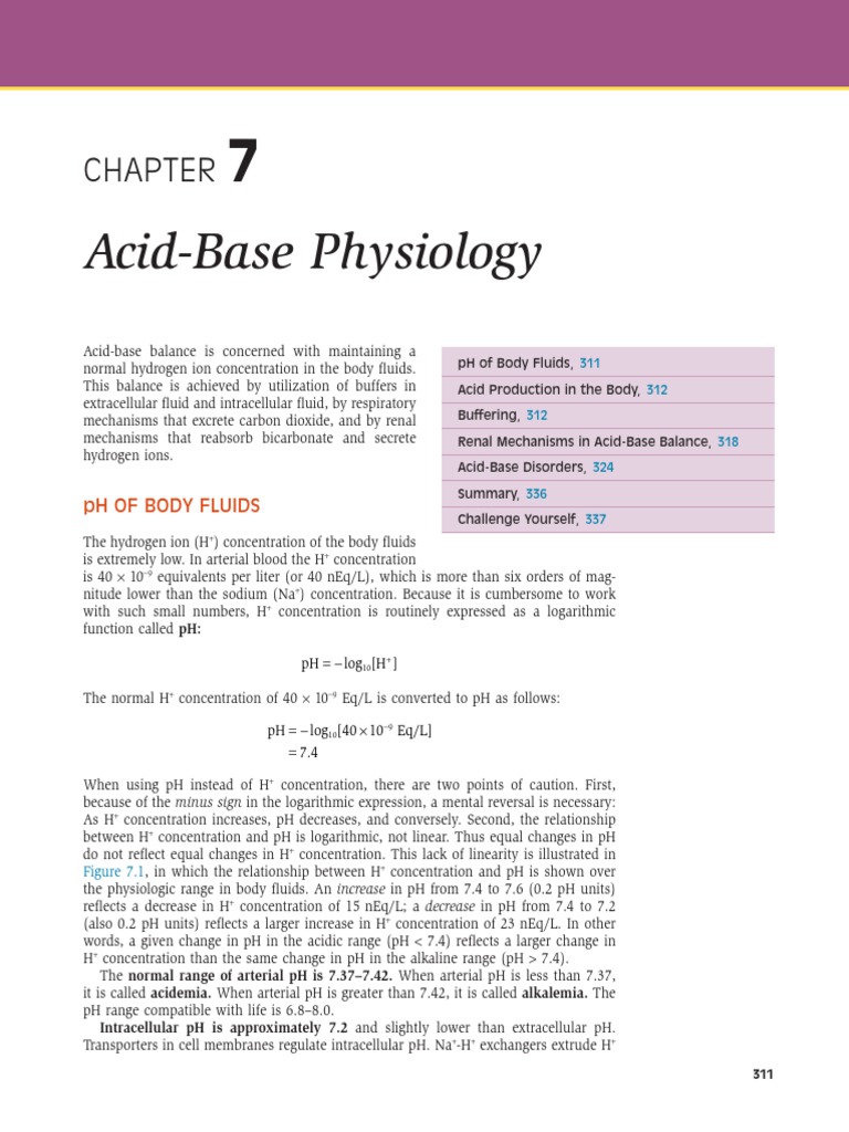 Acid-Base Physiology | Download Free PDF | Buffer Solution | Acid Dissociation Constant