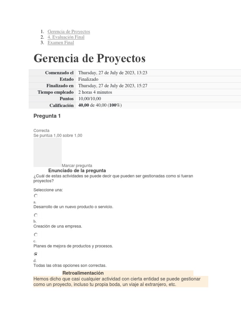 Gerencia de Proyectos Final | PDF | Gestión de proyectos | Business