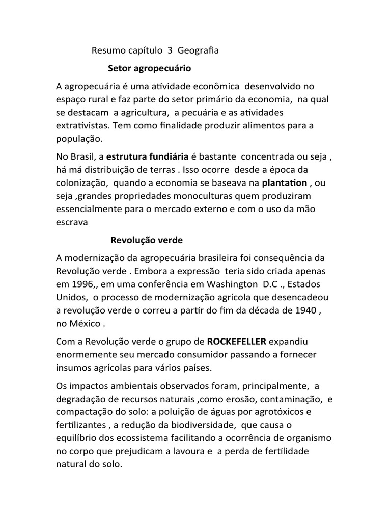 Resumo Do Cap 3 de Geografia | PDF