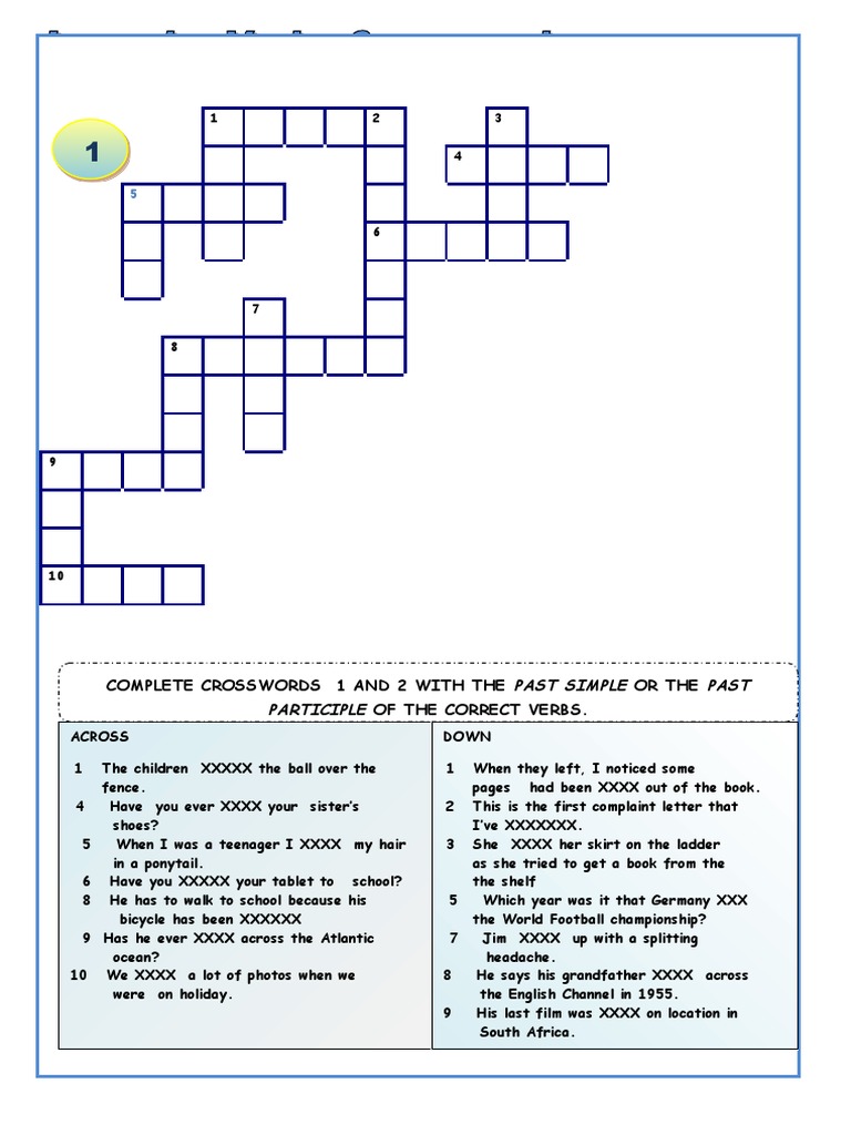 Irregular Verbs Crossword Puzzles Crosswords Fun Activities Games Games ...