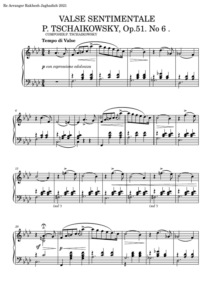 Valse Sentimentale - Tchaikovsky | PDF | Rhythm And Meter | Musical ...