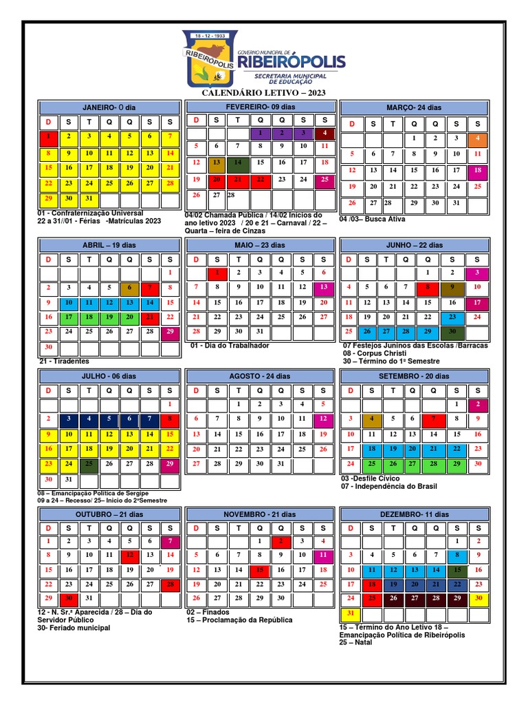 Calendário Pronto 2 modificado 2023.doccerto.docdani# | PDF