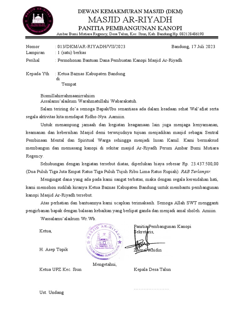 013-Proposal Pembangunan Kanopi | PDF