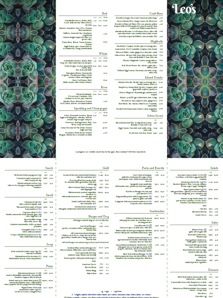 Leo's Food and Drink Menu | PDF