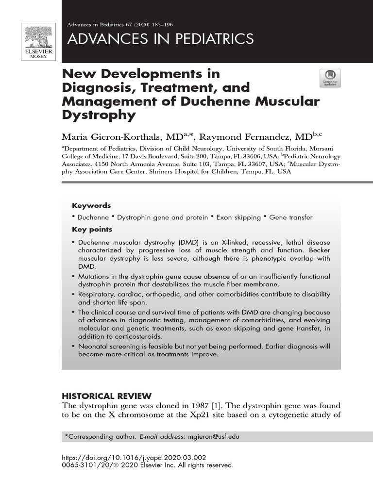 New Developments in Diagnosis, Treatment, and Management of Duchenne Muscular Dystrophy | PDF ...