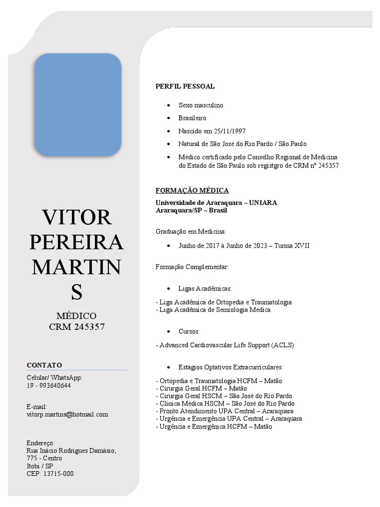 Curriculo Vitor 1 | PDF