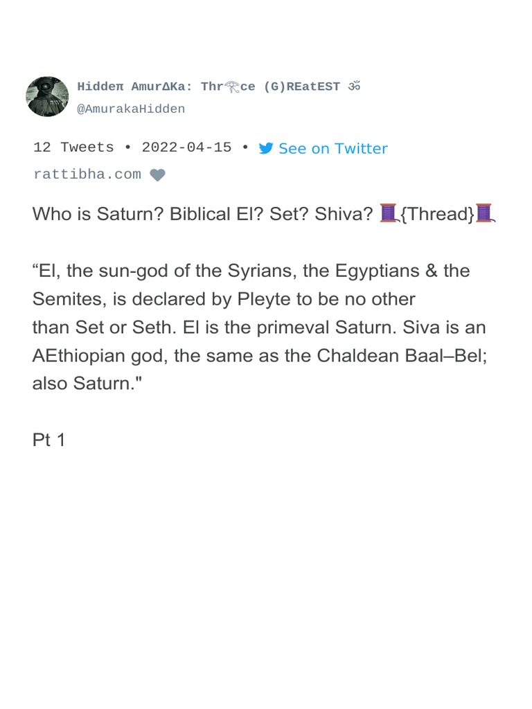 Who - Is - Saturn - Biblical - Thread - by - Amurakahidden - Apr 15, 22 ...