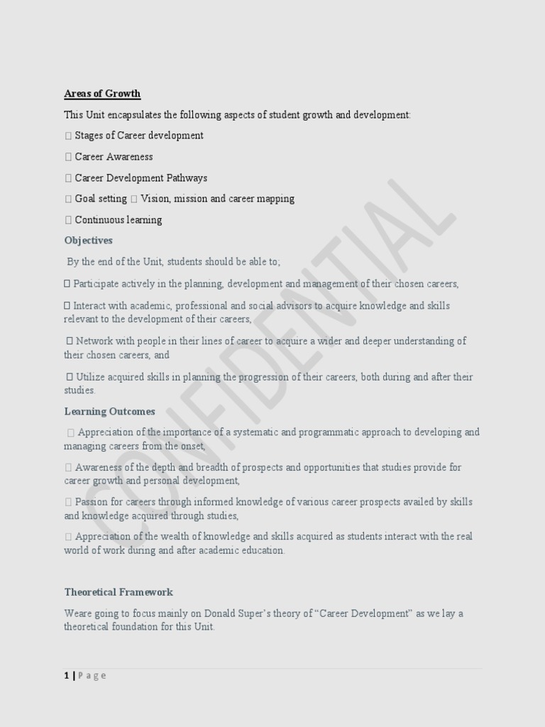 Donald Super's Career Development Theory | PDF | Self Concept | Psychology