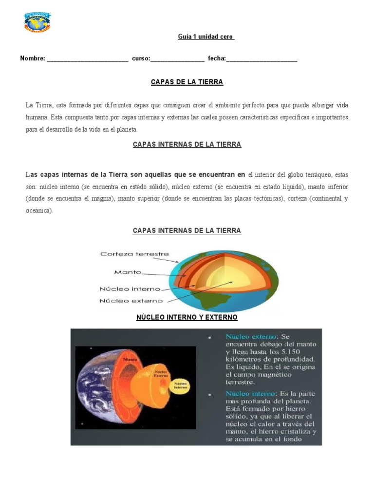 Capas de la Tierra y sus características | PDF | Tierra | Atmósfera