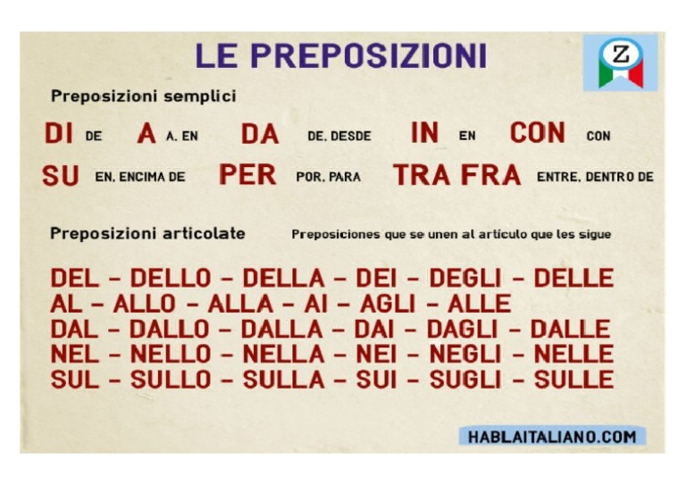 Le Preposizioni | PDF