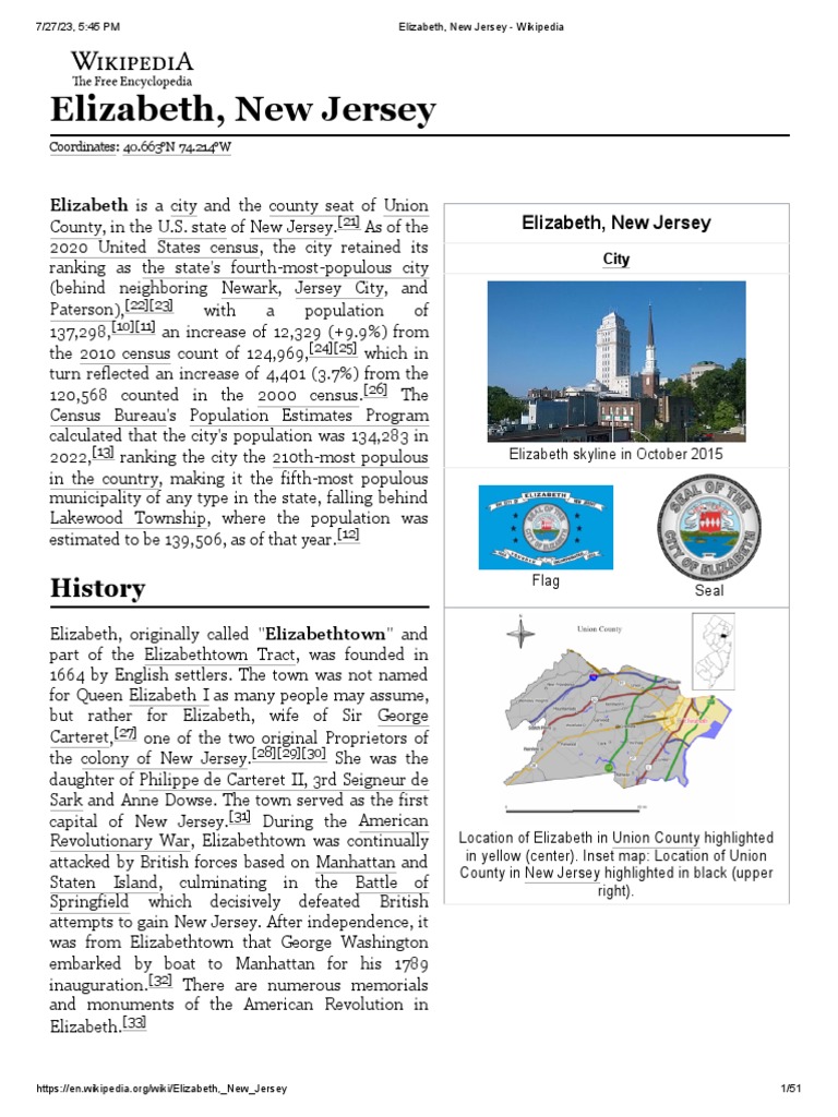 Elizabeth, New Jersey | PDF | Race And Ethnicity In The United States ...