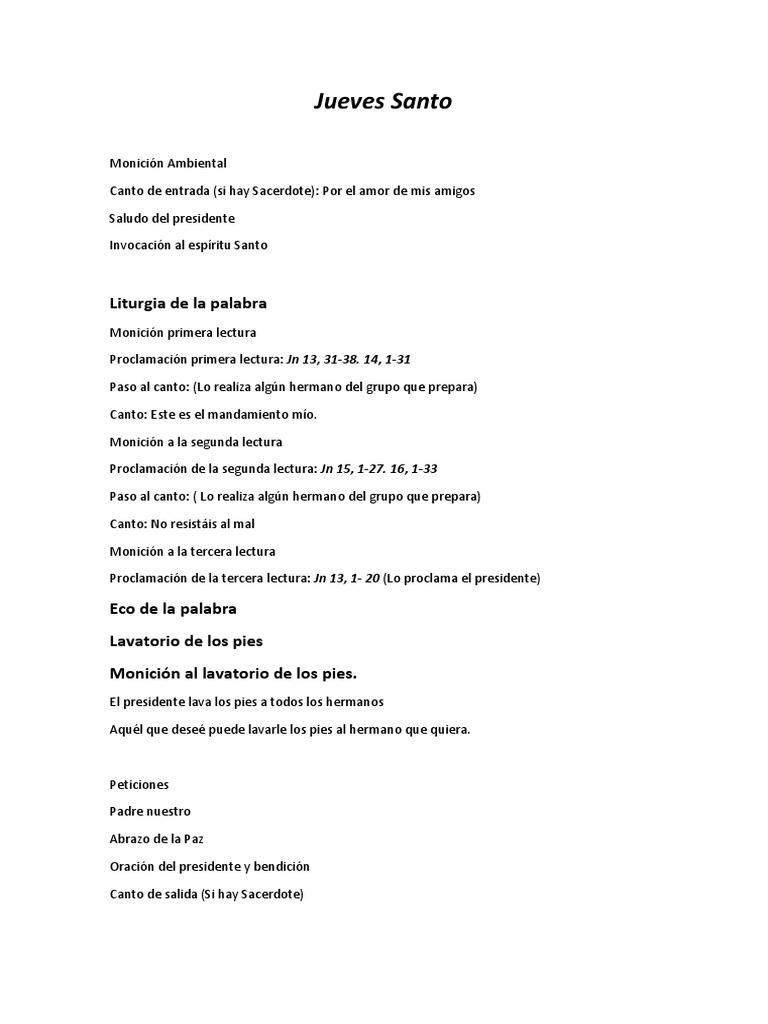 Celebración Jueves Santo | PDF