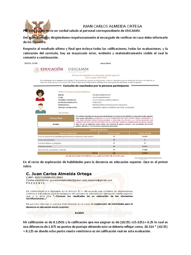 Por Este Medio Envio Un Cordial Saludo Al Personal Correspon | PDF