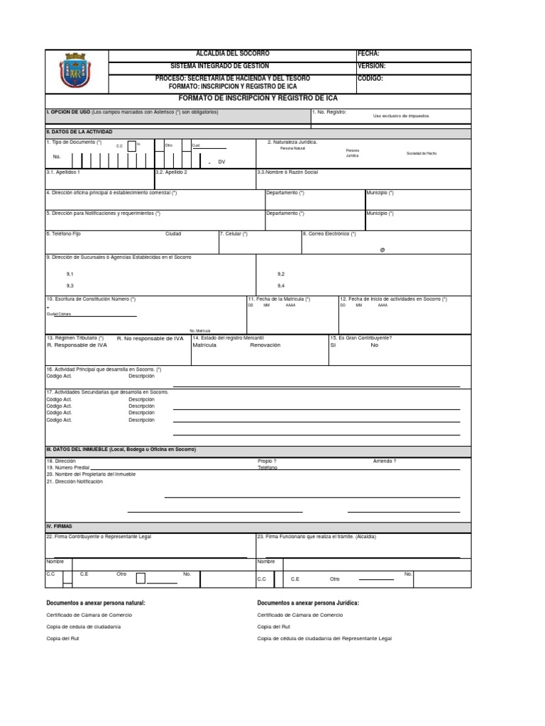 Formato Registro ICA | PDF