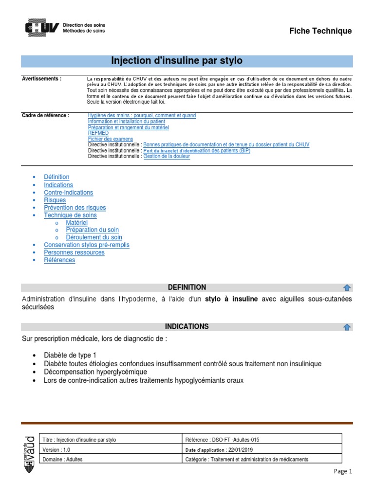 MDS Injection Insuline Stylo DSO-FT - Adultes-015 | PDF