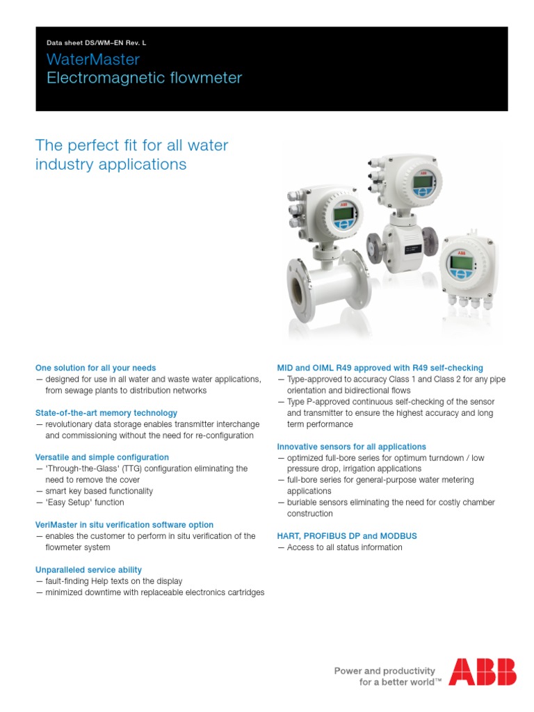 ABB WaterMaster Electromagnetic Flowmeter | PDF | Flow Measurement ...