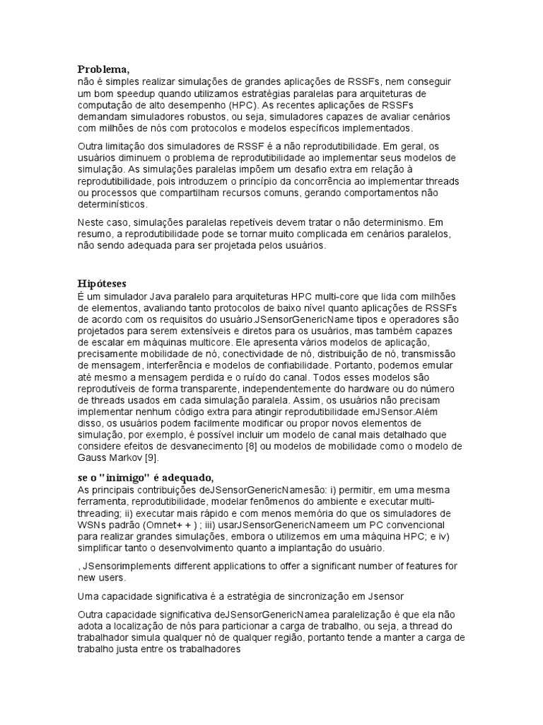 Resumo - JSensor A Parallel Simulator For Huge Wireless Sensor Networks Applications | PDF