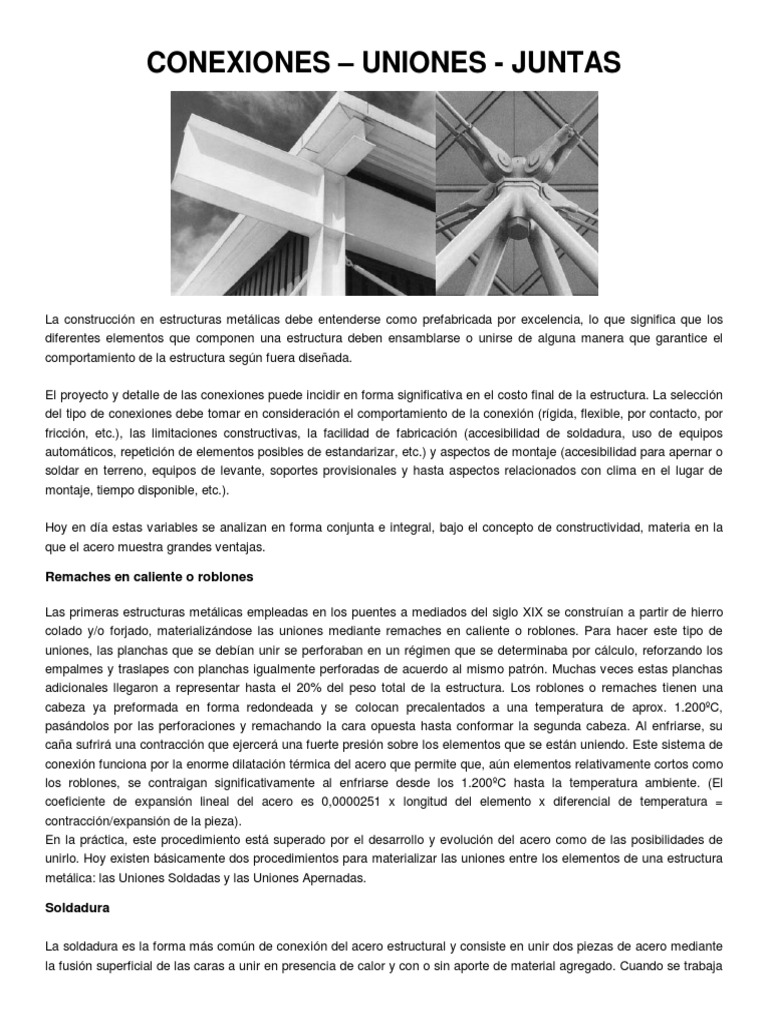 Conexiones Uniones Juntas | PDF | Remache | Soldadura