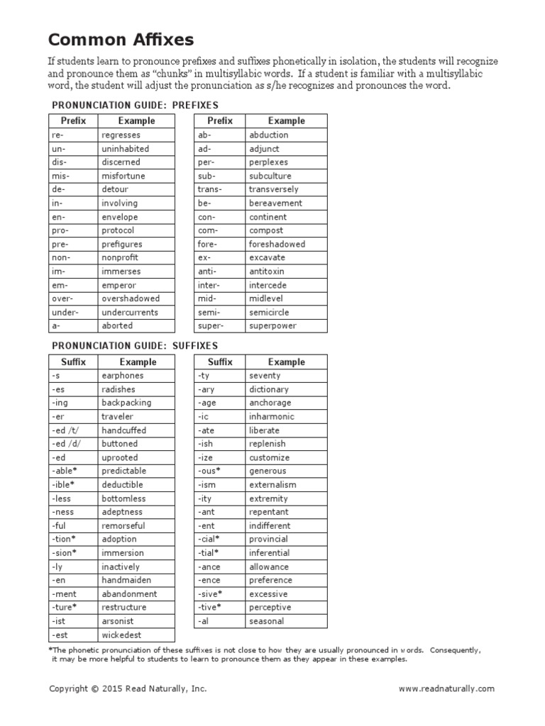 Common Affixes | PDF