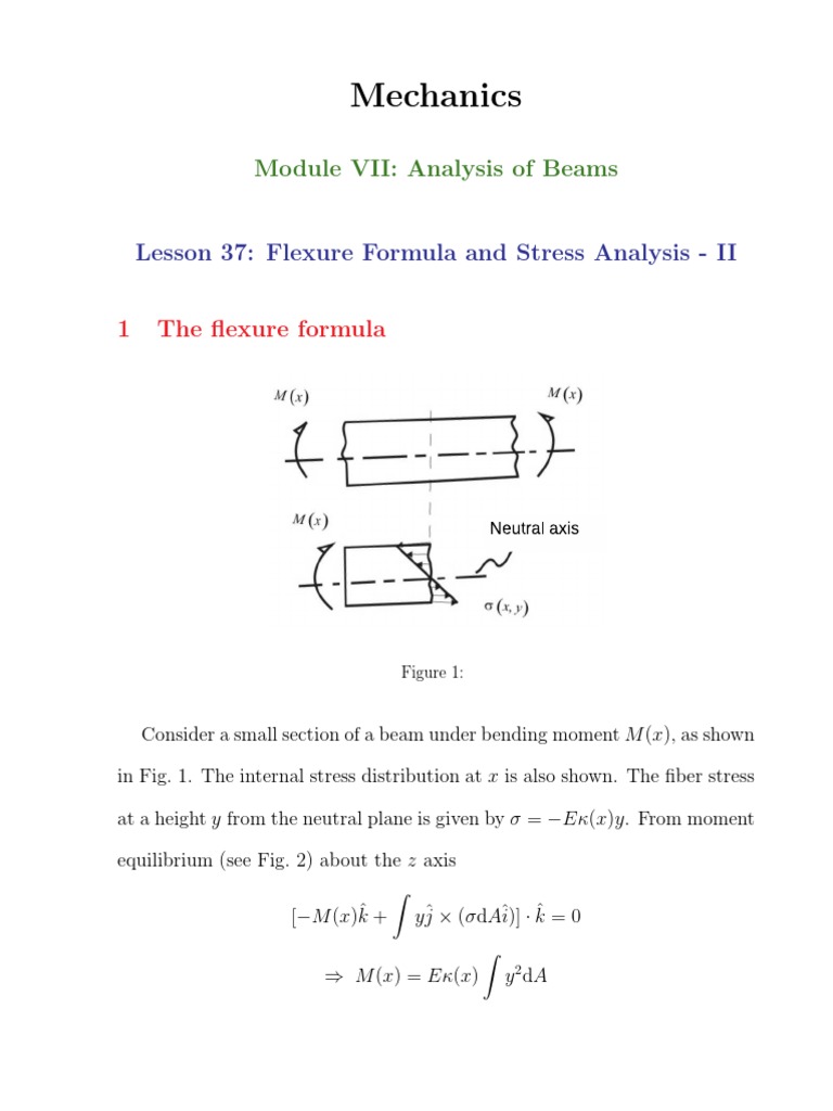 Flexure Formula And Stress Analysis 2 Pdf Bending Beam Structure
