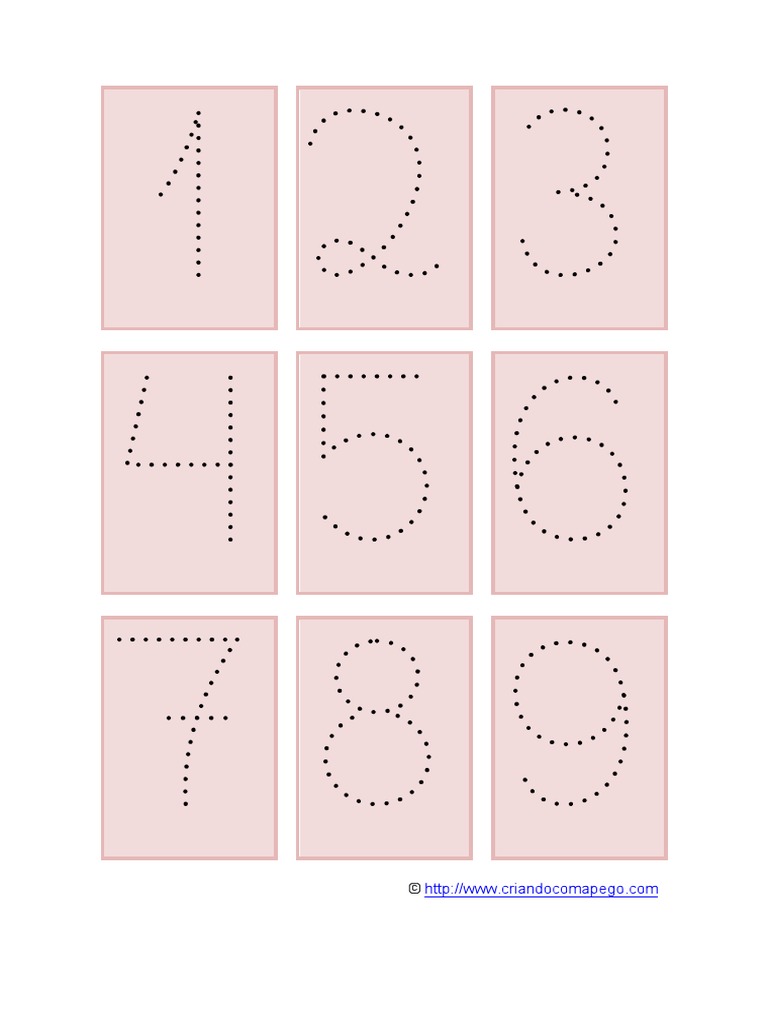 Numeros Pontilhados de 1 a 9 Para Imprimir | PDF