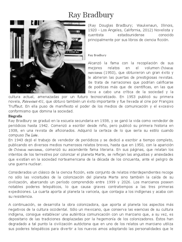 Biografia Ray Bradbury | PDF | Ray Bradbury