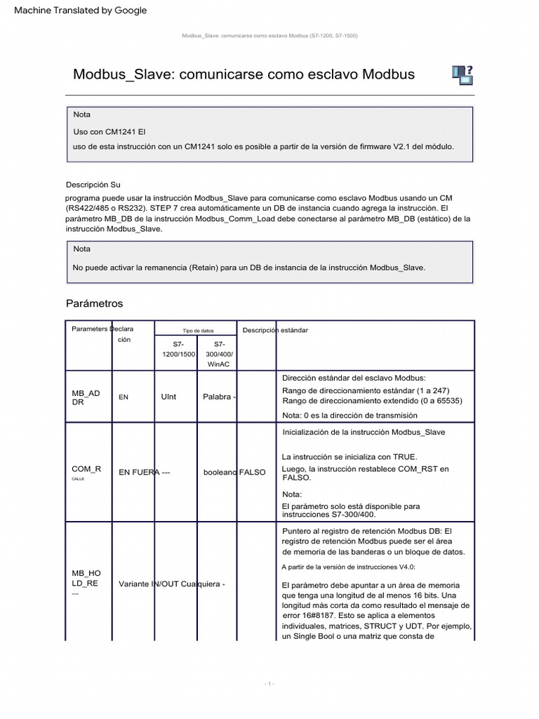 Modbus Block Slave Pdf