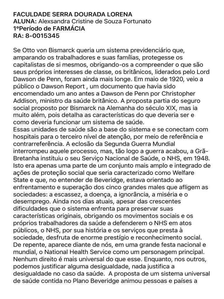 Resumo Do Sus | Download grátis PDF | Serviço Nacional de Saúde
