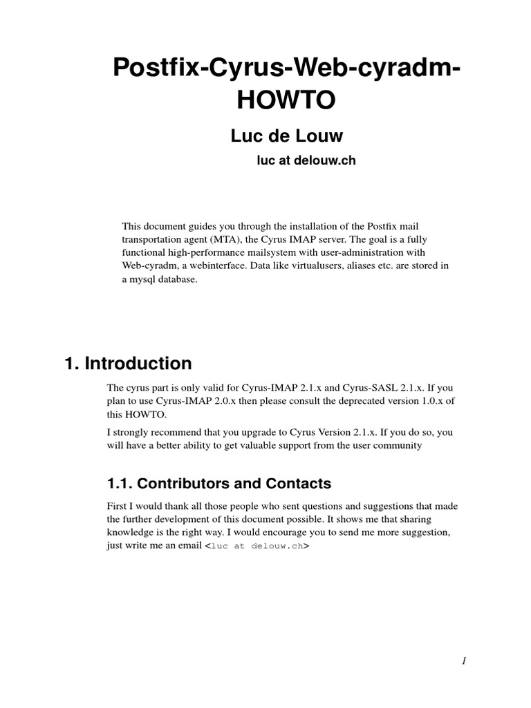 Postfix Cyrus Web Cyradm HOWTO | PDF