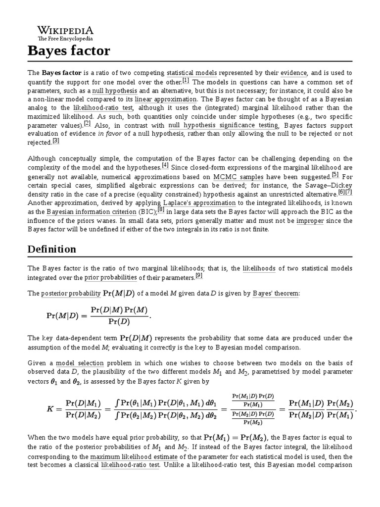Bayes Factor | PDF | Probability And Statistics | Epistemology Of Science
