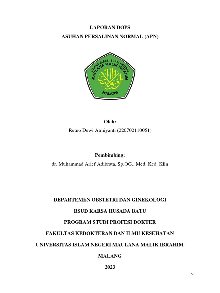 (Obg) Laporan Dops Apn PDF | PDF | Kesehatan Holistik