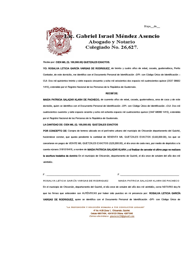 Recibo Notarial Rosalva | PDF | Guatemala | Justicia