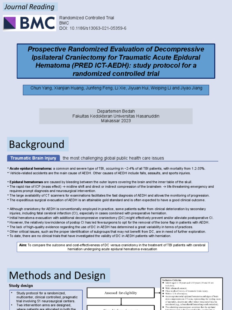 Journal Reading Decompressive Craniectomy For EDH | PDF | Traumatic Brain Injury | Surgery