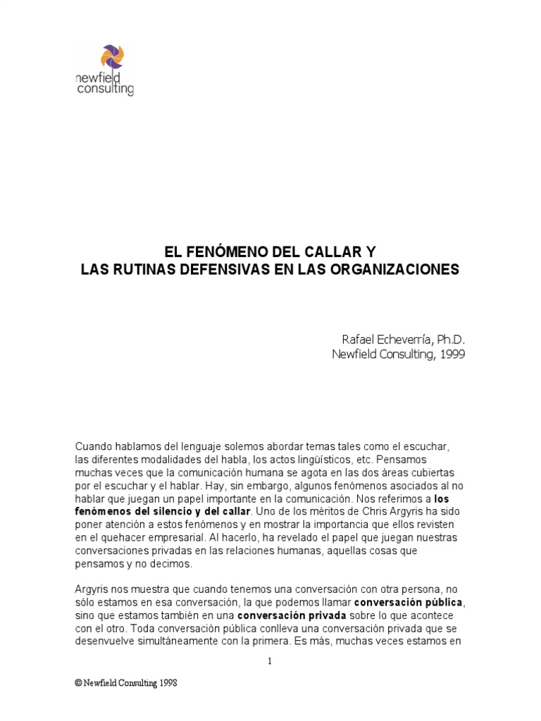 Rutinas Defensivas Del Callar | PDF | Aprendizaje | Pensamiento