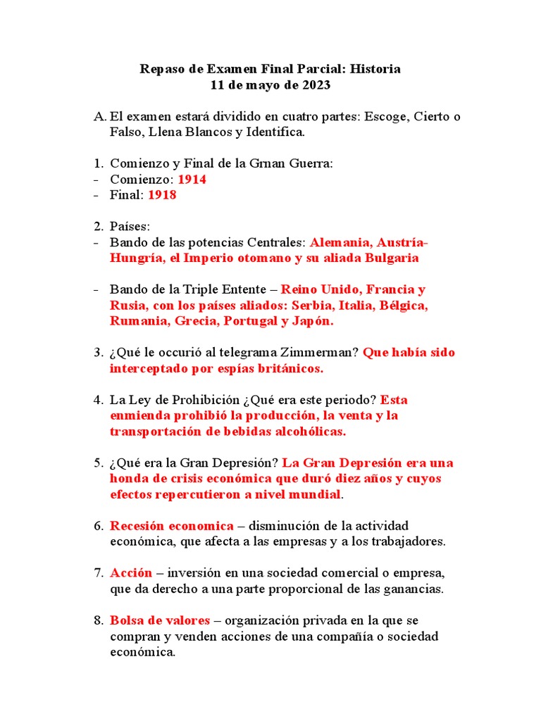 Repaso de Examen Final Parcial-Historia | PDF | Gran depresion | Japón