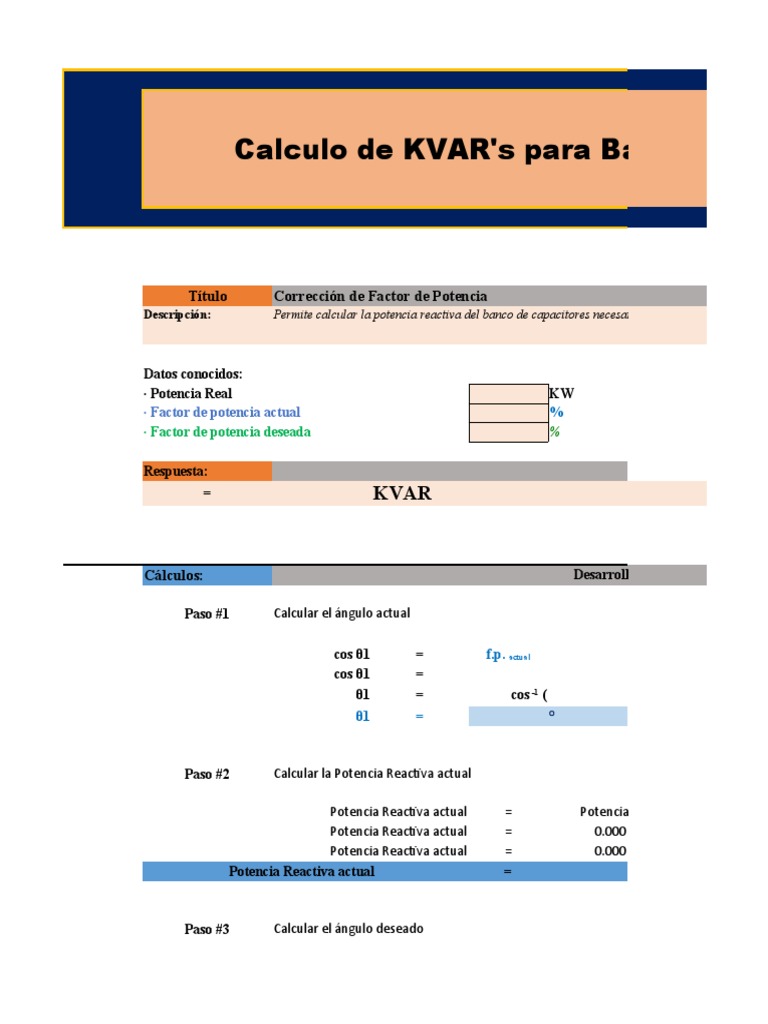 Calculadora para KVARs Bancos | PDF | Energia electrica | Alimentación ...