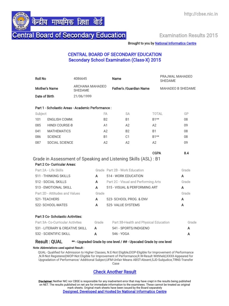 CBSE 10th Results | PDF | Educational Stages