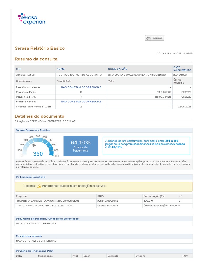 Serasa | PDF | Crédito | Finanças e Administração de Capital