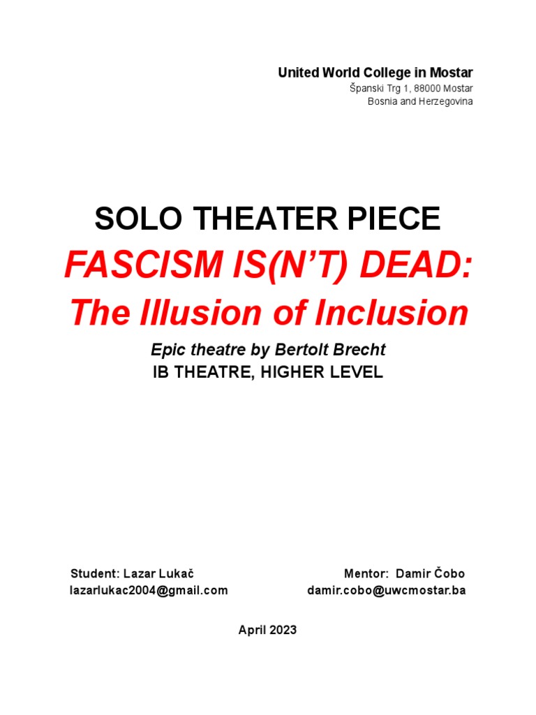 IB Theatre: The Ilussion of Inclusion | PDF