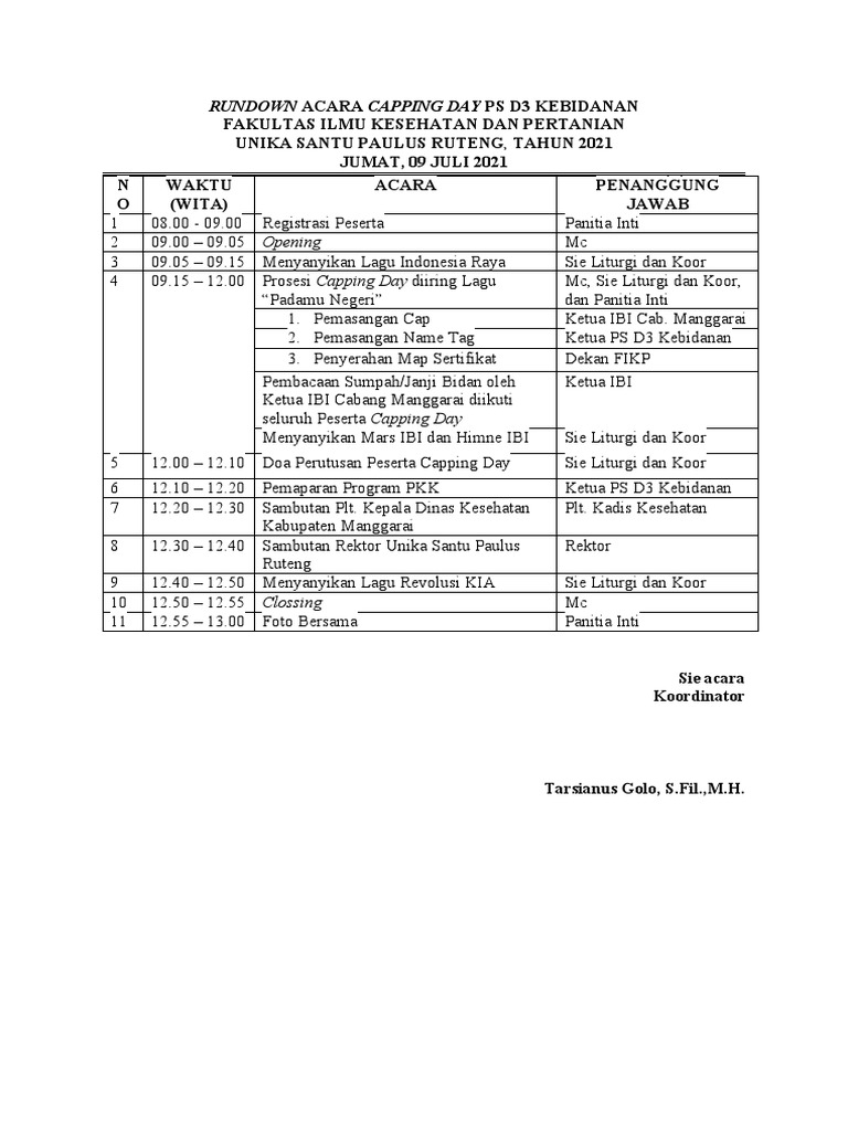 Rundown Acara Capping Day 2021 | PDF