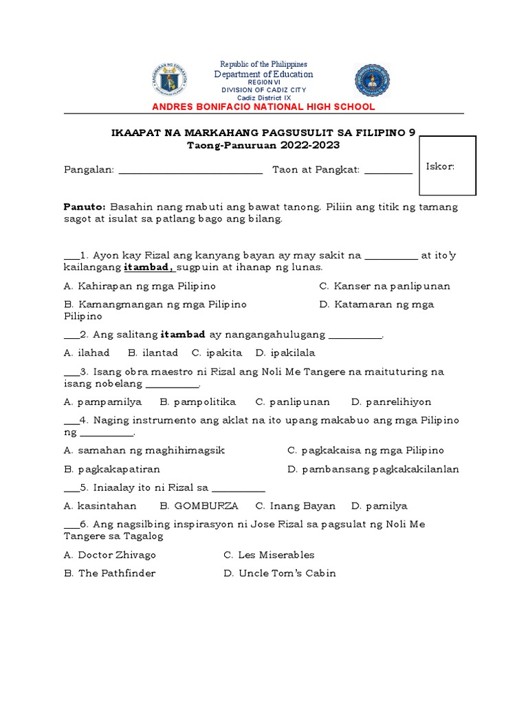 FILIPINO 9 Quarter 4 | PDF