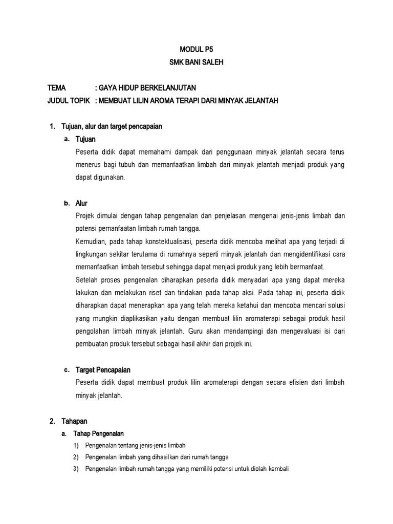 Contoh Modul P5 - SMK Bani Saleh | PDF