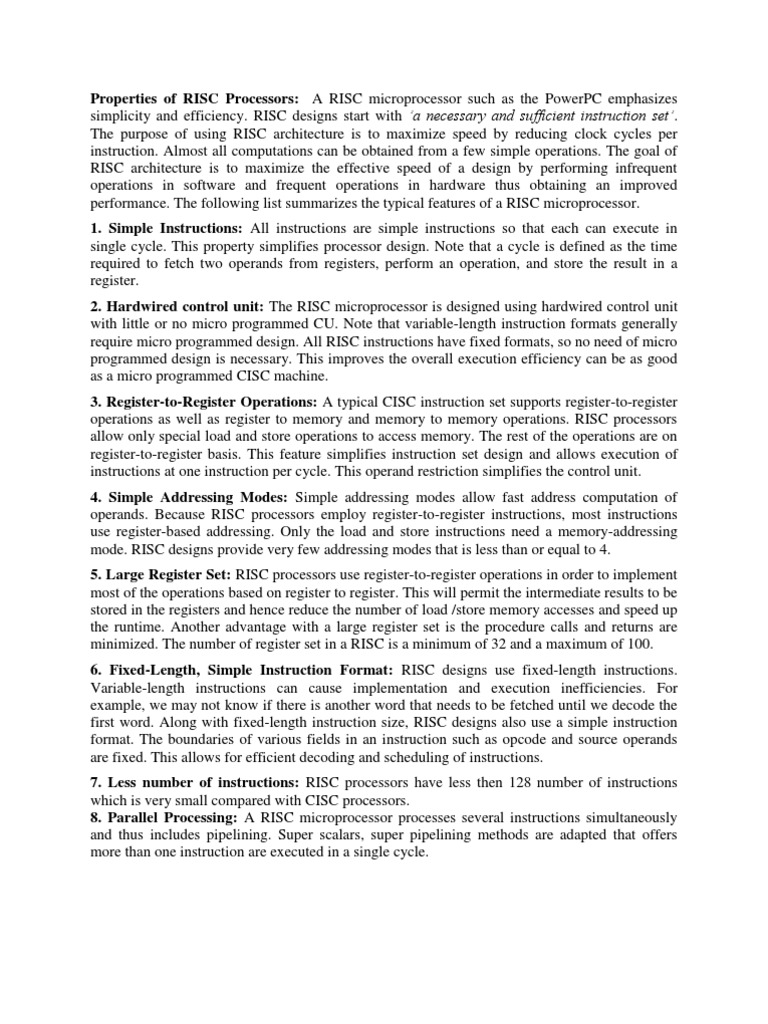 Risc Properties | PDF | Instruction Set | Cpu Cache