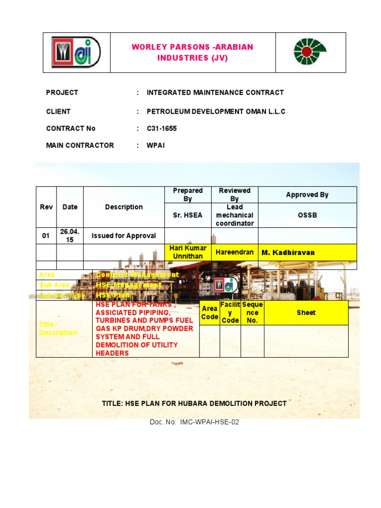 HSE PLAN for Hubara Demolition Project | PDF
