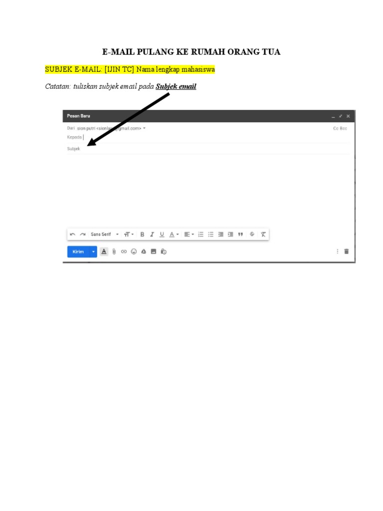 4003 - Contoh E-Mail Pulang Ke Rumah Orang Tua | PDF