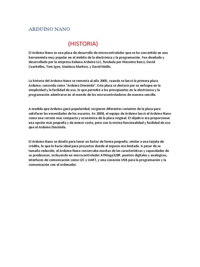 Arduino Nano | PDF | Arduino | Microcontrolador Arduino Nano | PDF | Arduino | Microcontrolador