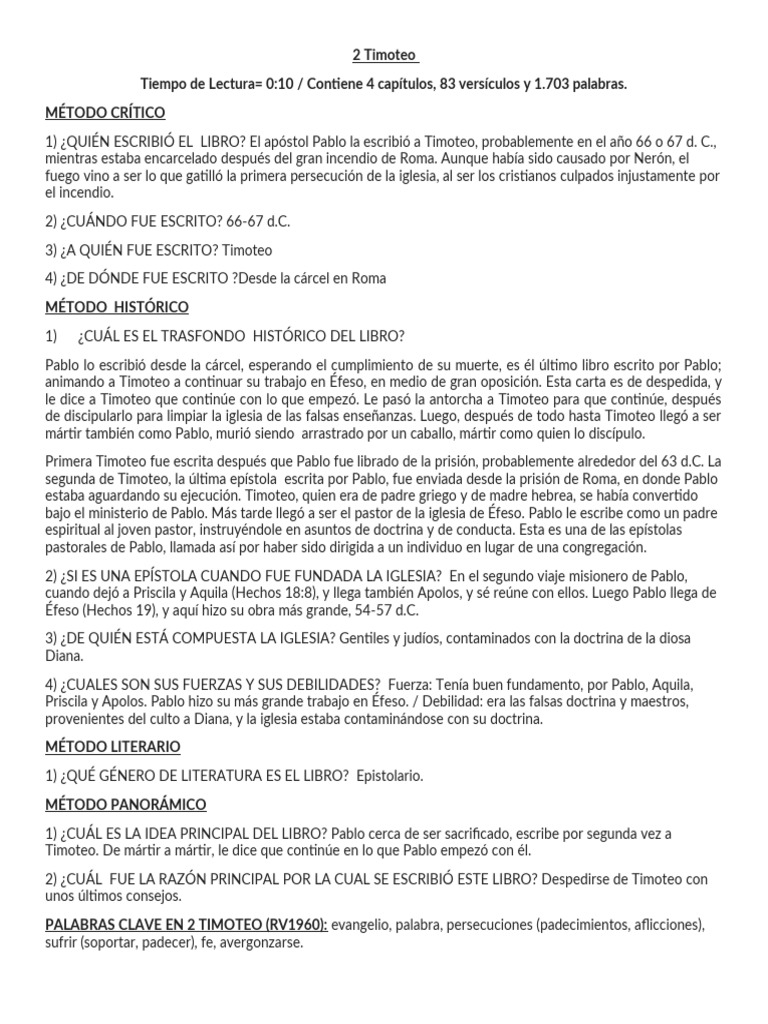 2 Timoteo | PDF | Pablo el apóstol | San timoteo