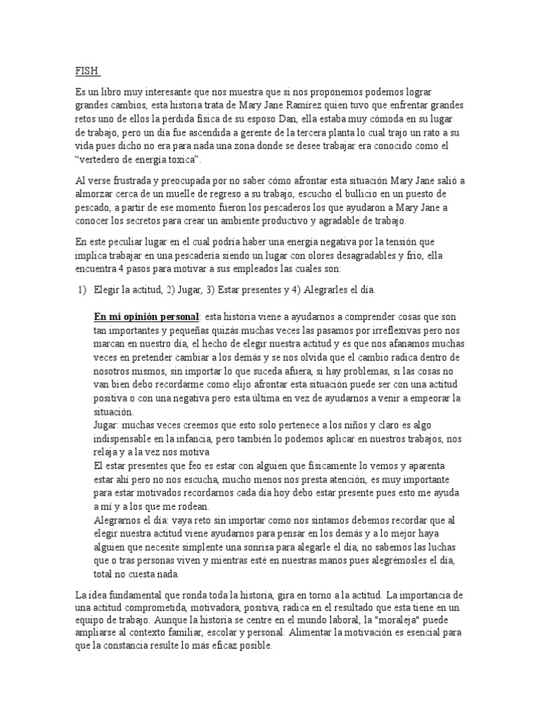 Ensayo Sobre El Libro Fish | PDF