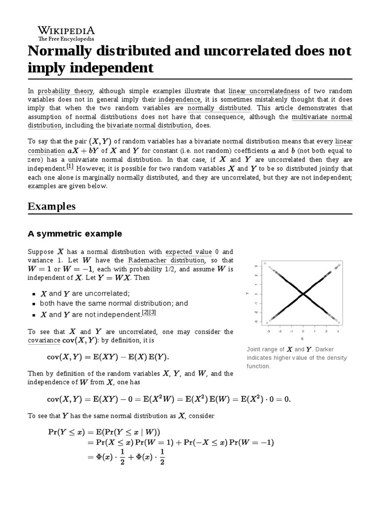 Normally Distributed and Uncorrelated Does Not Imply Independent | PDF