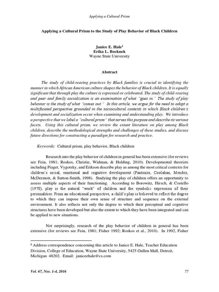 Cultural Prism in Black Children's Play | PDF | Cognitive Development ...